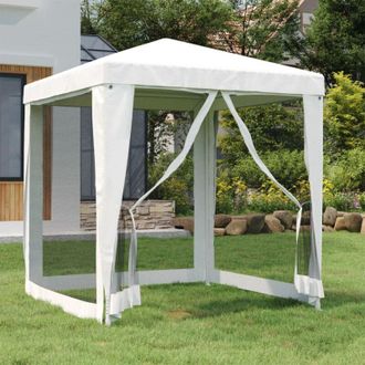 vidaXL Vidaxl - Tente de r&eacute;ception avec 4 parois lat&eacute;rales en maille 2x2m Blanc