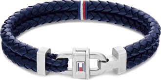 Tommy Hilfiger Jewelry Armband für Herren aus Leder mit Edelstahlverschluss - Erhältlich aus Blau oder Schwarz