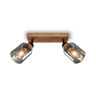 Briloner Deckenlampe, Deckenleuchte, Lampe, Rauchglas, Schwenkbar, Wohnzimmerlampe, Schlafzimmerlampe, K&uuml;chenlampe, Schwarz-Holz