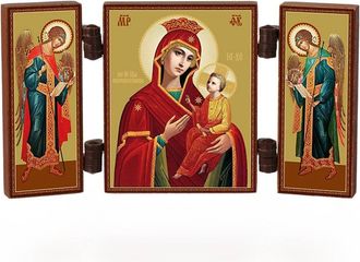 NKlaus Gottesmutter Schnell Erhörende - christliche Ikone Triptychon - Skoroposlushnica - reise Altar Holz 36171