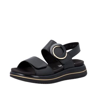 Remonte Plateausandale REMONTE, Damen, Gr. 40, schwarz, Leder, unifarben, Schuhe, Sommerschuh, Sandalette mit Softfu&szlig;bett und zwei Klettverschl&uuml;ssen