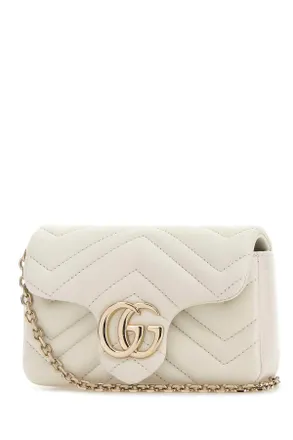 Gucci Womens Marmont Shoulder Bag White Lamb