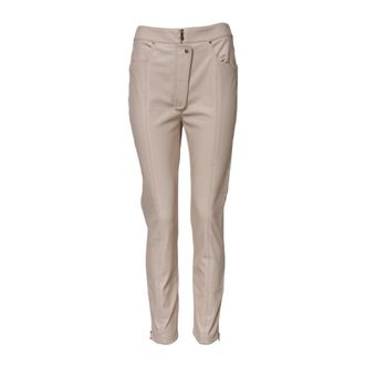 Elisabetta Franchi Beige Logo Detail Tapered Hose - - Trousers - Damen - Beige - M