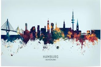 artboxONE Poster 120x80 cm Städte Hamburg Germany Skyline BlueOrange - Bild hamburg city cityscape