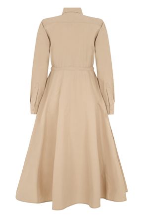 Moncler Womens Midi Chemisier Dress Poplin Beige Cotton