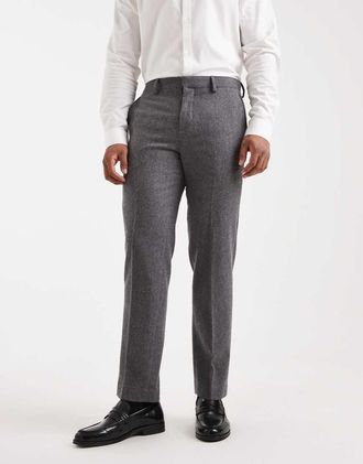 Jack & Jones Pantalon de costume d&eacute;contract&eacute; en laine de qualit&eacute; sup&eacute;rieure - Gris