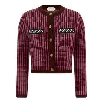 Versace H&auml;kel-Cardigan in Two-Tone-Optik - - Knitwear - Damen - Rosa - S