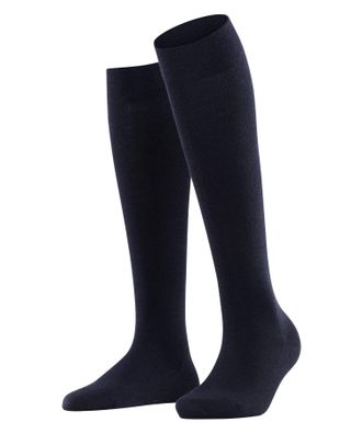 Falke Damen Kniestrümpfe Softmerino W Kh Wolle Baumwolle lang einfarbig 1 Paar, Blau Dark Navy 6379, 37-38