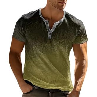 Generic Chemise ray&eacute;e en maille pour homme - D&eacute;contract&eacute;e - D&eacute;grad&eacute; - Hengli - Manches courtes - T-shirt Hengheng, Vert, XXL