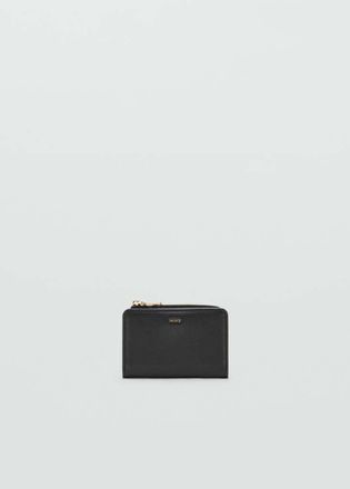 Mango Portefeuille petit effet saffiano noir - Femme - Taille unique - MANGO