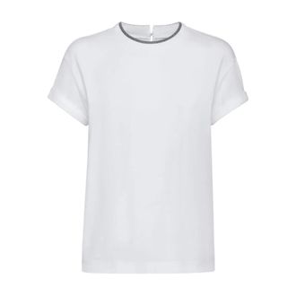 Brunello Cucinelli T-shirt en jersey avec faux effet superpos&eacute; pr&eacute;cieux - Femme - Tops - Blanc - Taille: 38 FR