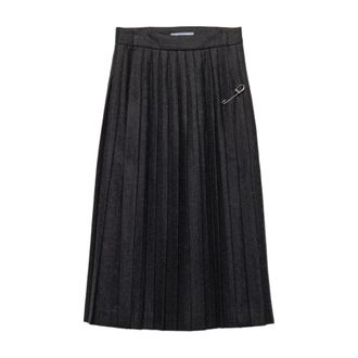 Prada Plissee-Midirock - - Skirts - Damen - Grau - S