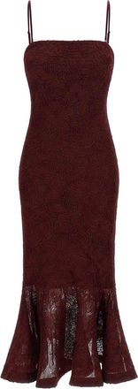 Rotate Robe Au Genou - Rouge Brun