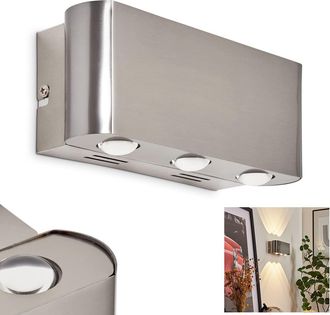 HOFSTEIN LED Wandleuchte Guiderkirch, moderne Wandlampe aus Metall in Nickel-matt, Leuchte mit Up&Down-Effekt, Lichtfarbe 3000 Kelvin, 600 Lumen, LED, 6 Watt