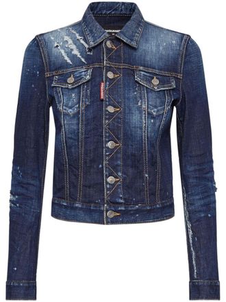 Dsquared2 veste en jean à effet usé - Bleu