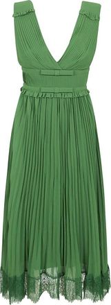 Self Portrait Femme, Robes, Vert, Taille: 36 FR Robe Midi en Mousseline