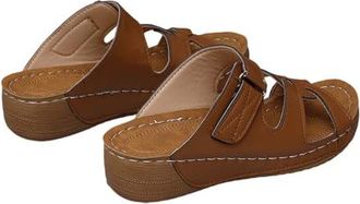 Generic Chaussures rouges pour femme - Escarpins scintillants - Chaussures de plage - Talon plat - Pantoufles creuses - D&eacute;contract&eacute;es - Sandales r&eacute;tro - Chaus