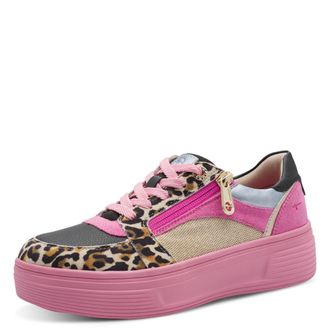 Tamaris Comfort Damen Plateau Sneaker mit Rei&szlig;verschluss Low Top, Mehrfarbig (Pink Multi), 41 EU