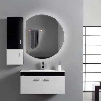Generic Miroir de salle de bain rond moderne anti-bu&eacute;e LED 72 x 80 cm Design demi-lune &Eacute;clairage pleine longueur pour maquillage et entr&eacute;e D&eacute;coration dint&eacute;rie