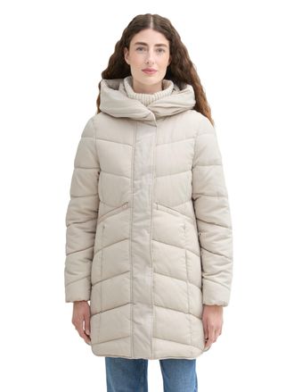 Tom Tailor Damen Puffer Parka mit Kapuze, 12365 - Dusty Beige, XXL