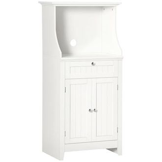 HOMCOM Meuble Micro-Ondes Armoire de Cuisine avec 1 tiroir, 2 Portes 60 x 40 x 122,5 cm - Blanc