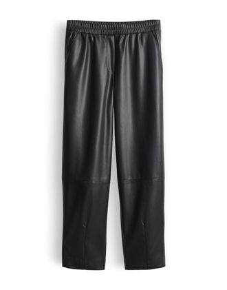 OPUS Damen City Pants | MYHA Edgy Relaxed Kunstlederhose mit Barrel Leg Black, 40