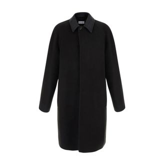 Burberry Manteau marron &agrave; col &agrave; motif &eacute;cossais en laine et cachemire pour homme - Homme - Manteaux - Noir - Taille: M
