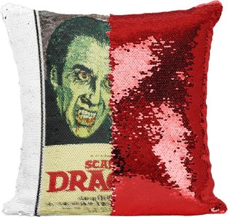 Fabulous Kissen mit Paillettenbezug Rot Narben von Dracula Vintage Film Poster Vintage Horror