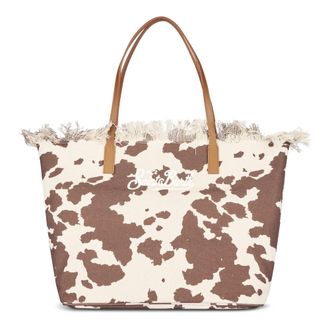 MC2 Saint Barth Femme, Sacs, Brun, Taille: ONE Size City Bag Fringe - Canvas Cow West 18 Emb