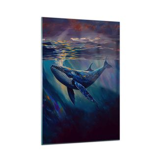 Arttor Bilder auf Glas 70x100cm Glasbild Wal Ozean Unterwasser Gro&szlig; Wanddeko Bild im Glas Schlafzimmer K&uuml;che Deko Wandbilder Dekoration Wohnzimmer Modern Wal