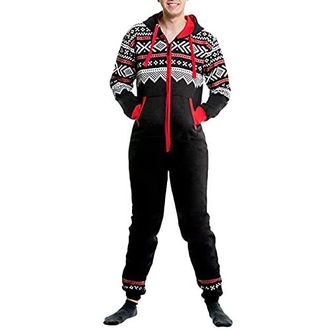 Generico Onesie Combinaison de No&euml;l tout-en-un pour homme, Noir, XXL