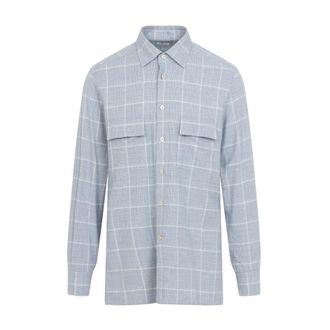 Kiton Flanellhemd - - Shirts - Herren - Blau - XL