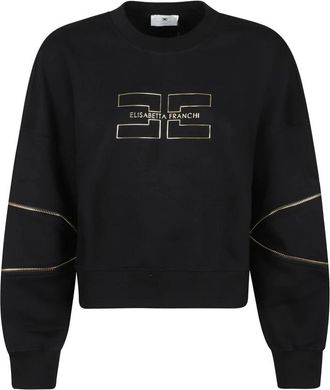 Elisabetta Franchi Femme, Sweatshirts et sweats &agrave; capuche, Noir, Taille: 36 FR SweaT-shirts Elisabetta Franchi