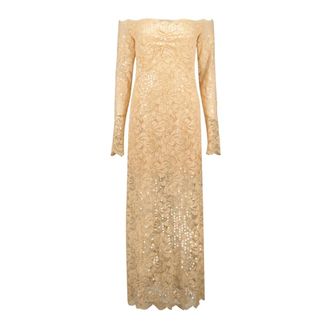 Paco Rabanne Elegantes Spitzen Maxikleid - - Dresses - Damen - Beige - M