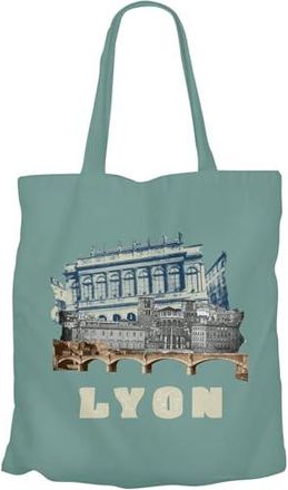 Fabulous Tote Bag Sac Shopping en Toile Turquoise - Lyon Collage France Ville Est Culture - 10 L