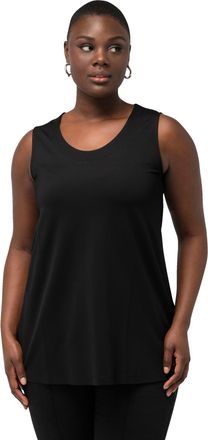 Ulla Popken Damen große Größen Übergrößen Plus Size Slinkytop, Piqué, A-Linie, Rundhals, ärmellos schwarz 46+ 827896100-46+
