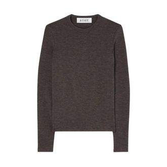 R&oacute;he Femme, Pulls, Brun, Taille: 34 FR Marron M&eacute;lange Pull en laine &agrave; manches longues