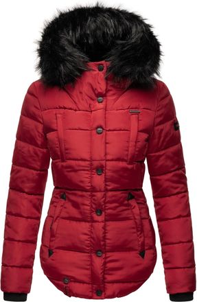 Marikoo warme Damen Winter Jacke Winterjacke Steppjacke gef&uuml;ttert Kunstfell B618 [B618-Lotus-Blood-Red-Gr.S]