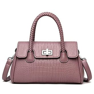 Generic Sacs &agrave; main et sacs &agrave; main pour femme - Grand sac &agrave; bandouli&egrave;re en crocodile avec poign&eacute;e sup&eacute;rieure - Tendance - Pour femme, violet, Large