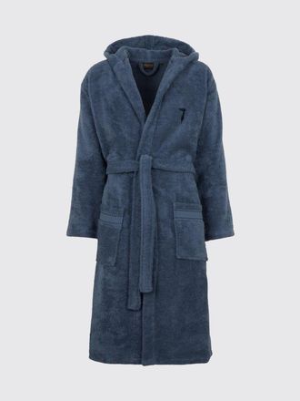Trussardi Peignoir &agrave; capuche en &eacute;ponge de coton avec logo brod&eacute; contrastant