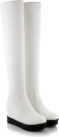 Generic Bottes à talon compensé pour femme - Bout rond - Tendance - Pour lhiver, blanc, 39.5 EU
