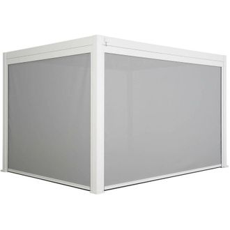 Sweeek Sweeek - Pergola Bioclimatique blanche 300 x 400cm. aluminium &agrave; lames orientables + store 300cm + store 400cm