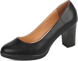 Queen Helena Chaussures à talons bas décolletés fermées élégantes pour femme ZM9612, Noir, 37W