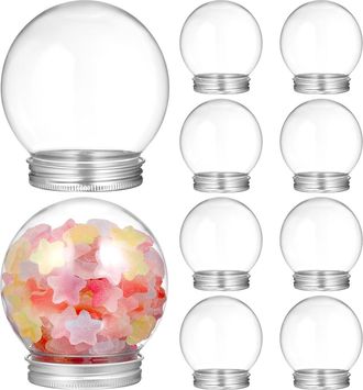 Luxshiny 10 St&uuml;ck DIY-Schneekugel Weihnachts 270 ML Transparenter Kunststoff Leere Weihnachts-S&uuml;&szlig;igkeits-Keksdose mit Aluminium-Schraubverschluss f&uuml;r DIY-Baste