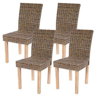 Mendler Lot de 4 chaises de s&eacute;jour Littau Chaise en Osier, rotin kubu