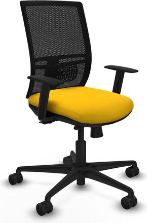 Piqueras y Crespo B&uuml;rostuhl ohne R&auml;der, mit 1D-Armen, h&ouml;henverstellbare Lendenwirbelst&uuml;tze, ausgestattet mit Syncro/Traslack und Schneideschaum, Schwarz/Gelb