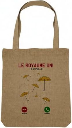Fabulous Sac Shopping Tote Bag Aspect Lin - Le Royaume-Uni MAppelle Parapluie Pluie Clich&eacute; - Sac de Courses Toile Epaisse 360g Beige Naturel Cabas Port&eacute; Epaule