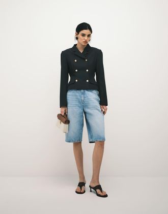 Asos Zweireihiger, knapp geschnittener Blazer in Schwarz-Grau