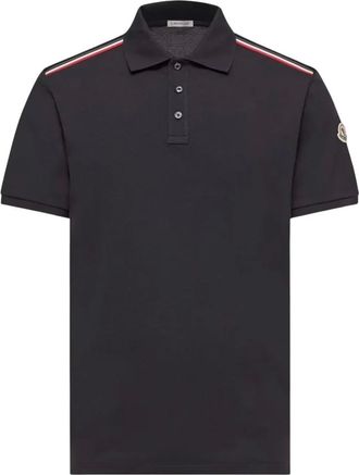 Moncler Homme, Tops, Bleu, Taille: M Polo en Piqu&eacute; de Coton avec D&eacute;tails Tricolores