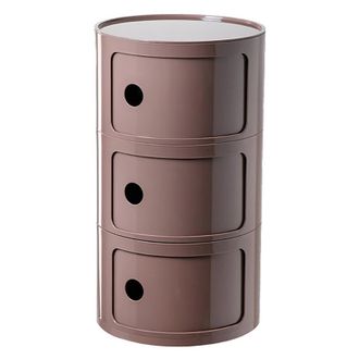 Generic Runder Nachttisch Mit Schubladen, 3-stufiger Beistelltisch Mit Schiebet&uuml;ren for Schlafzimmer, Wohnzimmer, Badezimmer (rot)(Coffee,3 Tier)